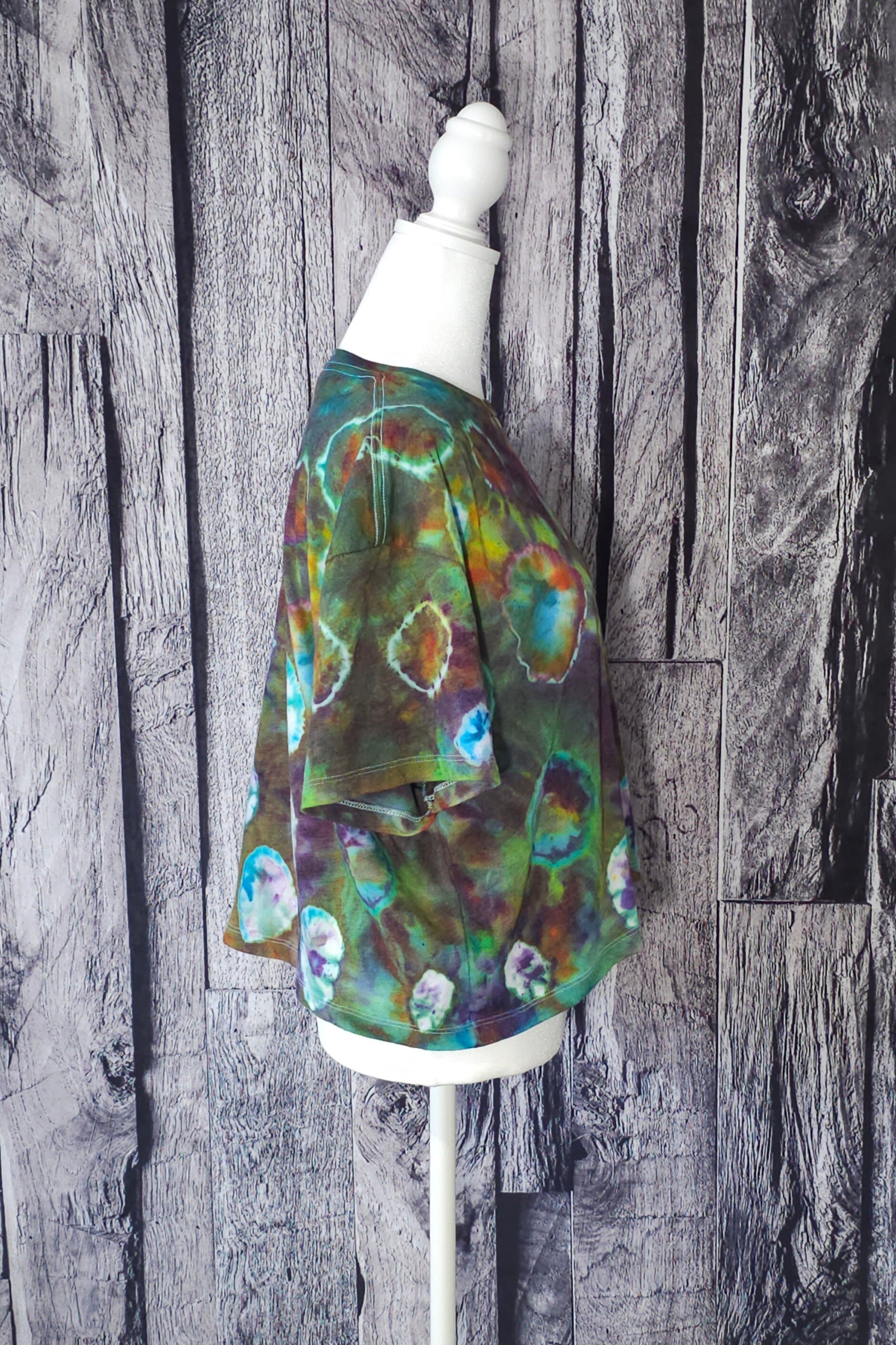 Women's 3XL Ice Dyed Crop Top Festival Style Shirt Midriff Top Concert ...