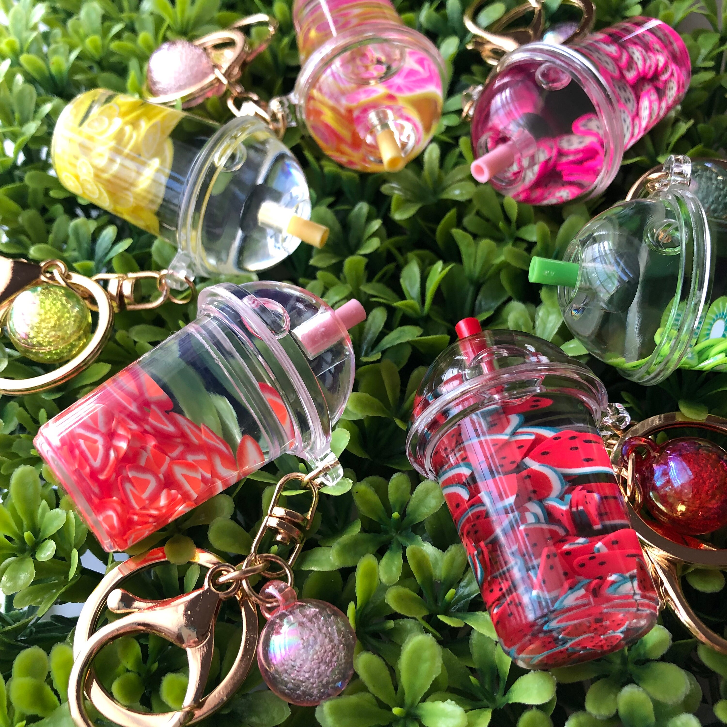 Fruity Boba Liquid Keychain Bubble Milk Tea Floating Fruit - Etsy