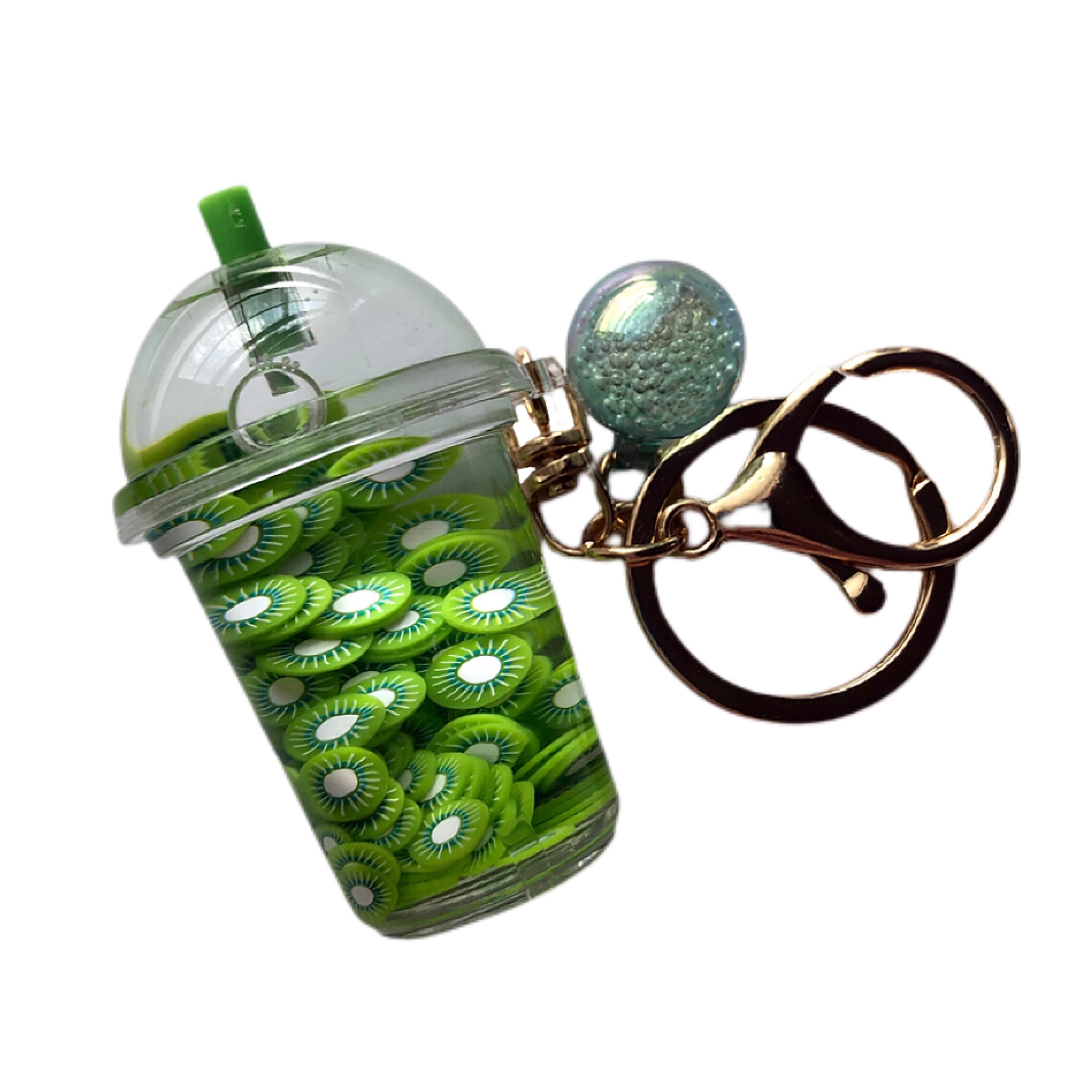 Fruity Boba Liquid Keychain Bubble Milk Tea Floating Fruit - Etsy