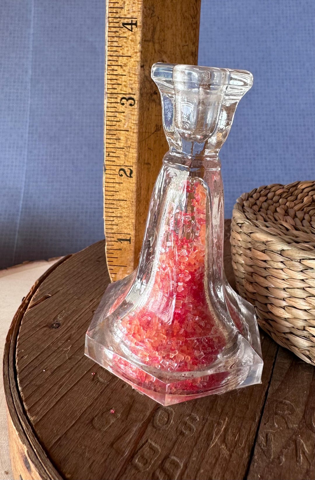 Vintage Glass Candlestick Candy Container Toy - Bottom Stamped "hg ...