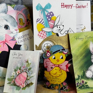 7 Vintage Easter Greeting Cards Foldout and Mechanical 1930's - 1970's ...