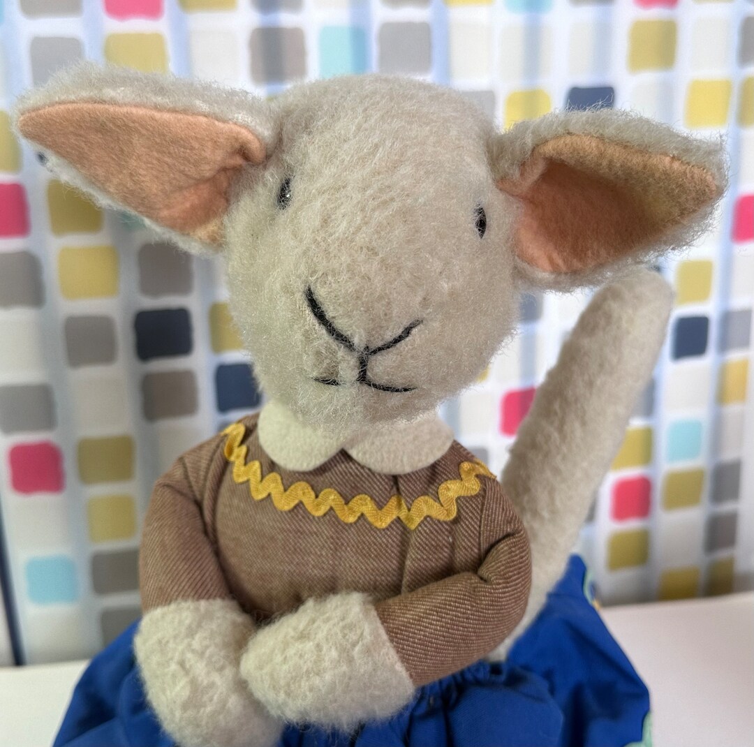 Antique 1950s Wool Plush Lamb Doll W/ Blue Glass Eyes - Etsy