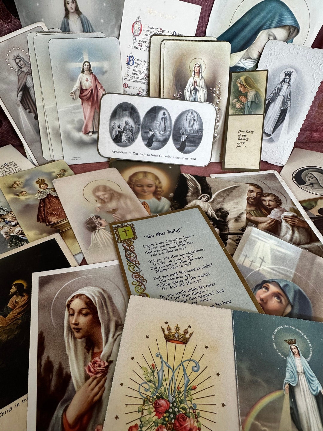 50 Antique 1940s Catholic Memorial Prayer Cards JFK & Pope John XXIII ...