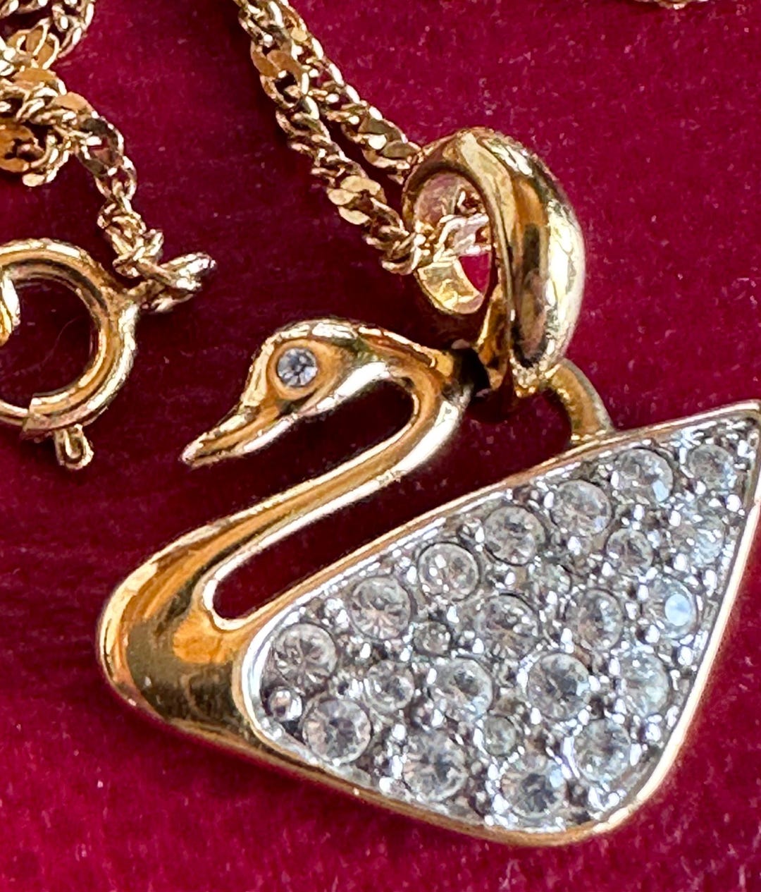 Vintage Signed Swarovski Swan Pendant Necklace - Etsy