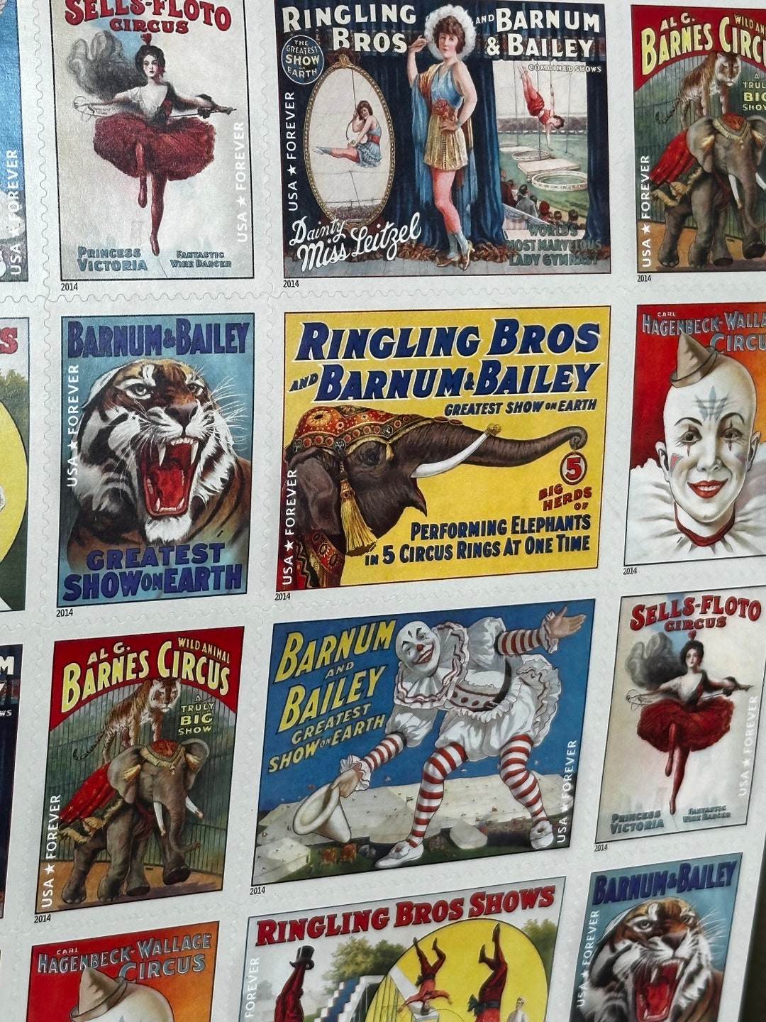 2014 Forever Vintage Circus Posters US Postal Service Stamps - Etsy