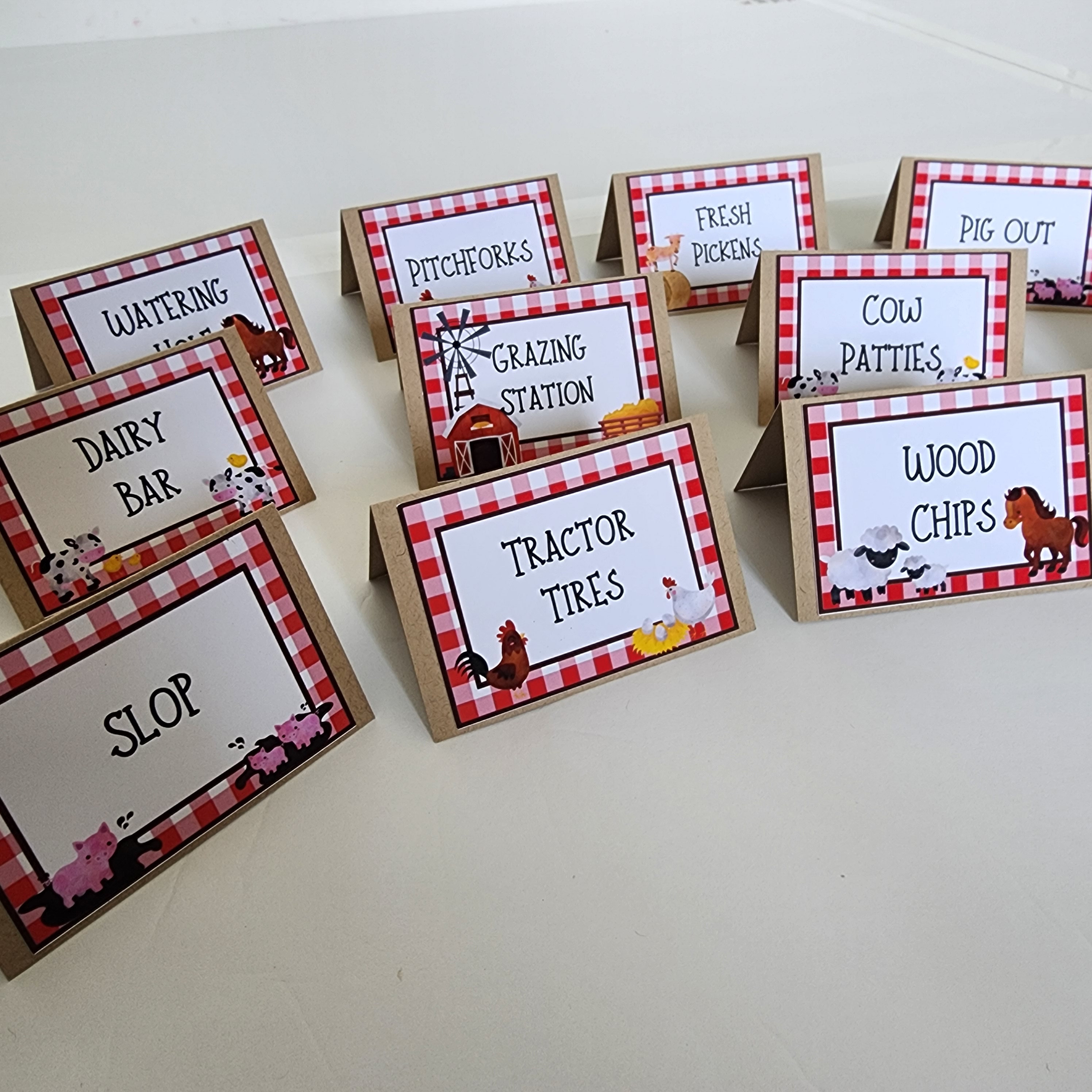 Farm Party Food Label Tents, Farm Party Decor, Custom Party Food Tents ...