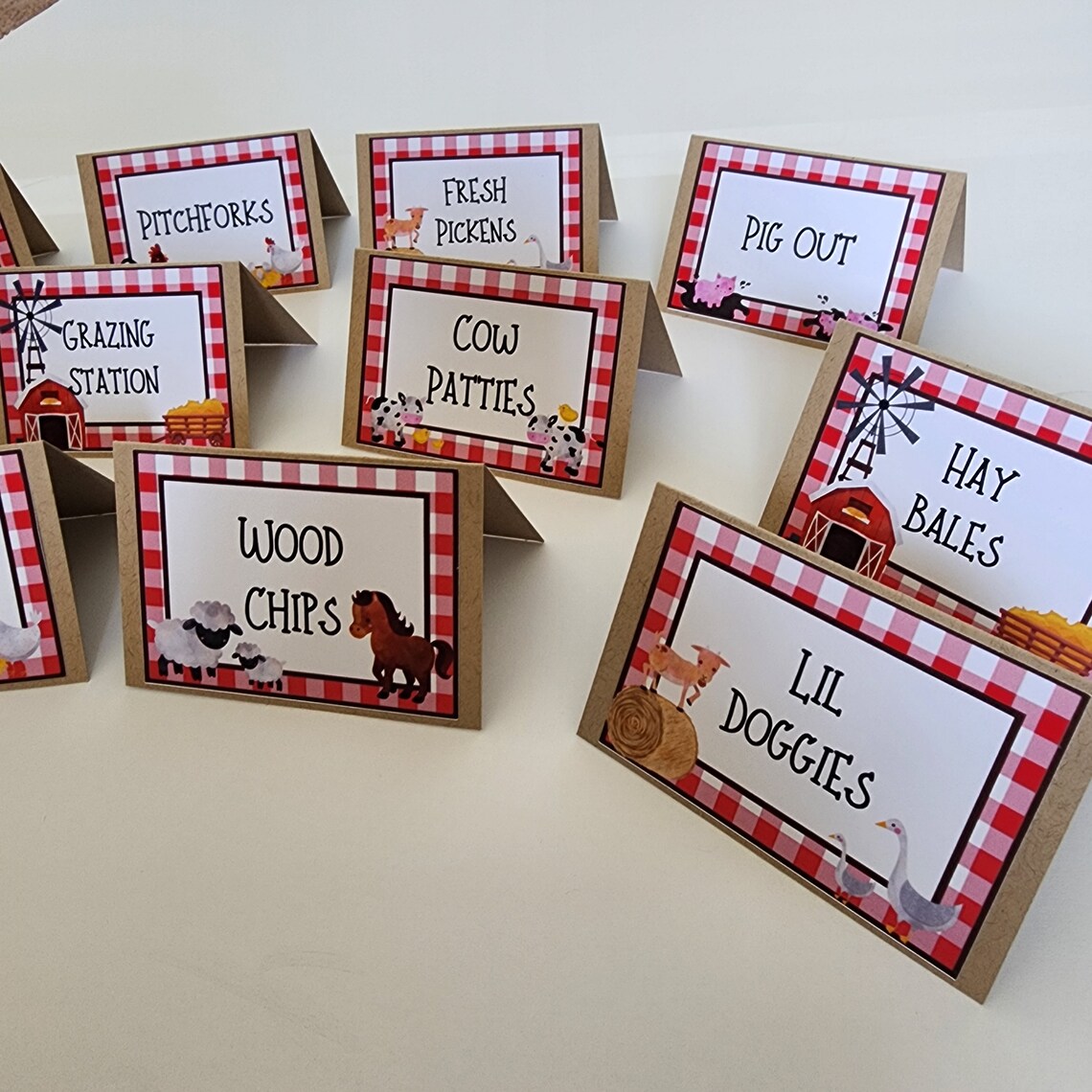 Farm Party Food Label Tents, Farm Party Decor, Custom Party Food Tents ...