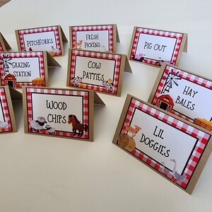 Farm Party Food Label Tents, Custom Food Cards - Etsy