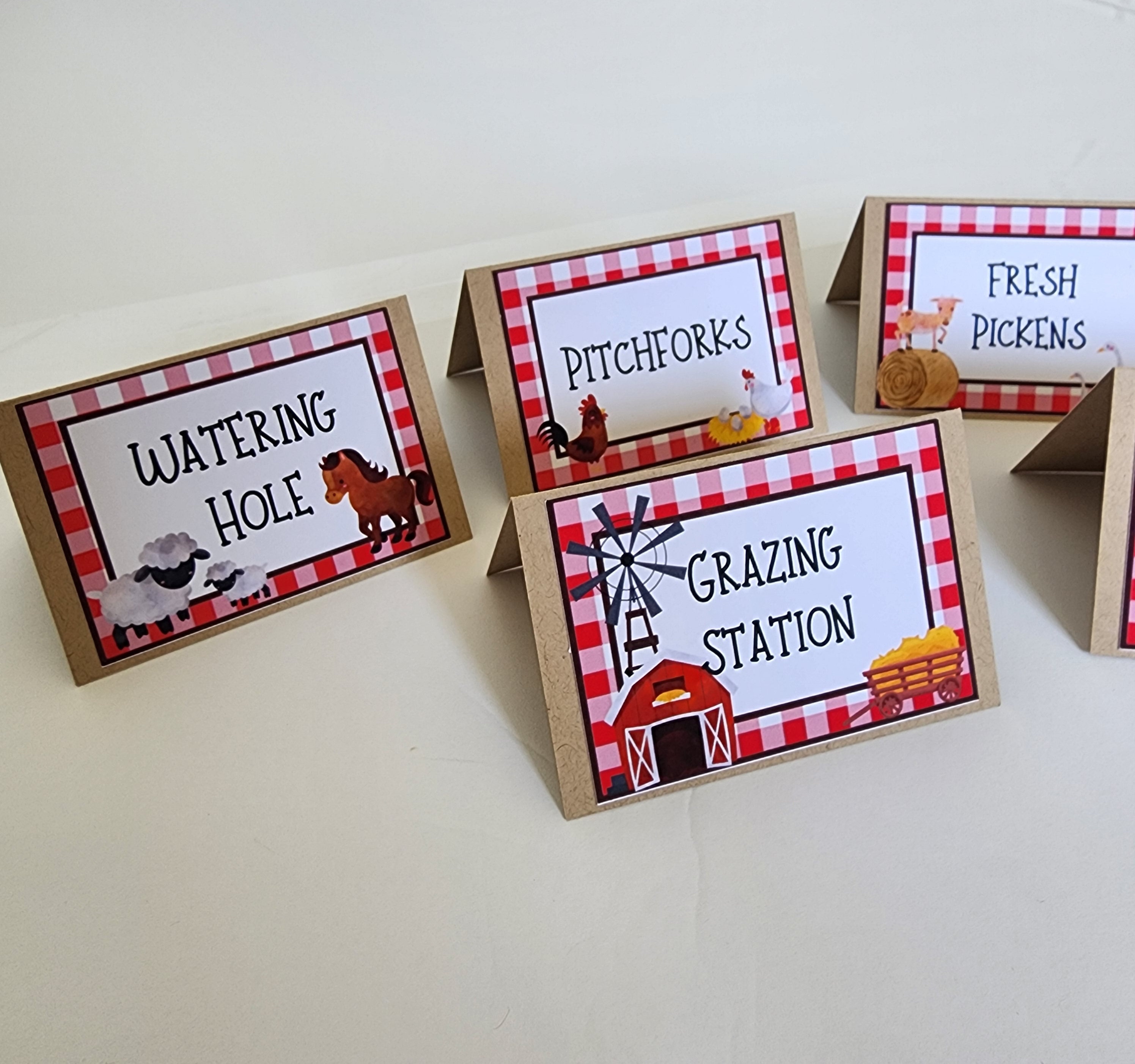 Farm Party Food Label Tents, Farm Party Decor, Custom Party Food Tents ...