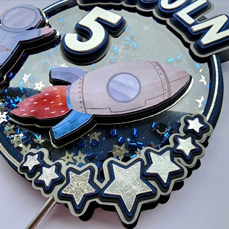 Personalized Space Cake Topper, Astronaut Birthday Party Decor - Etsy