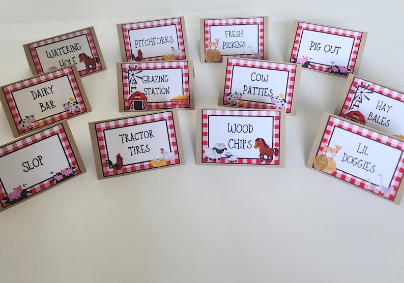 Farm Party Food Label Tents, Custom Food Cards - Etsy