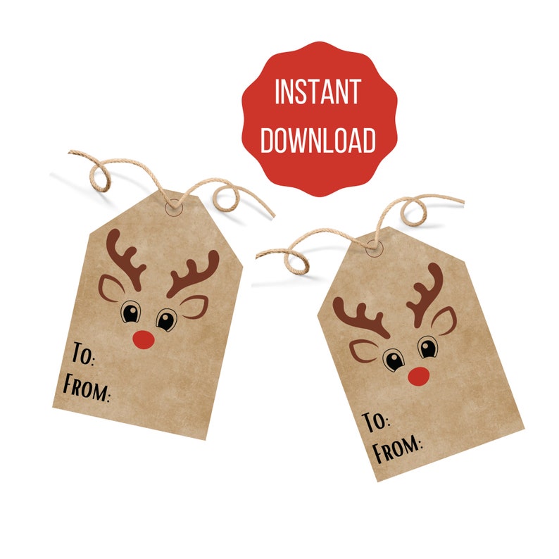 Printable Christmas Gift Tags Reindeer Gift Tag Holiday - Etsy