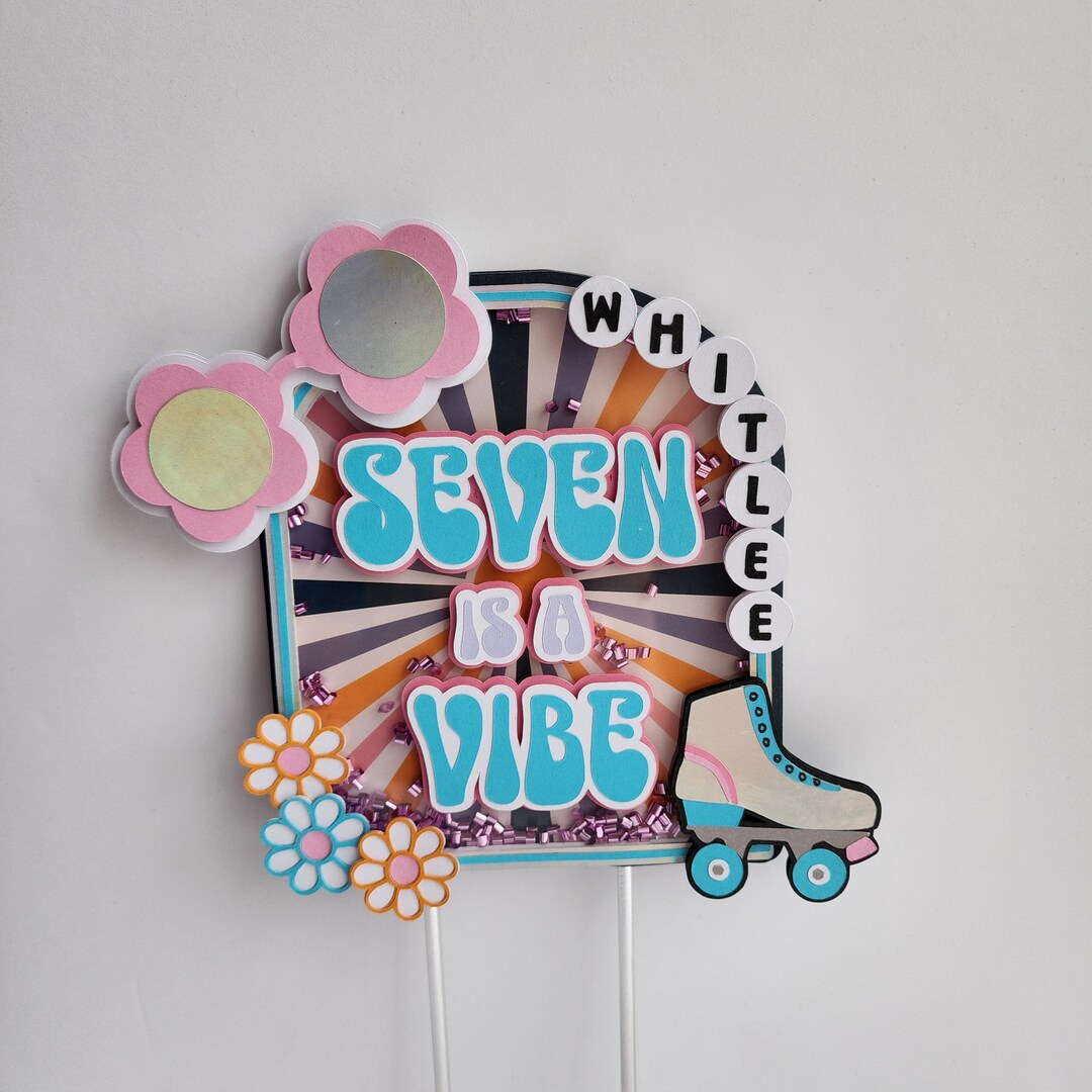 Retro Groovy Cake Topper, Groovy One, Two Groovy, Five is a Vibe ...