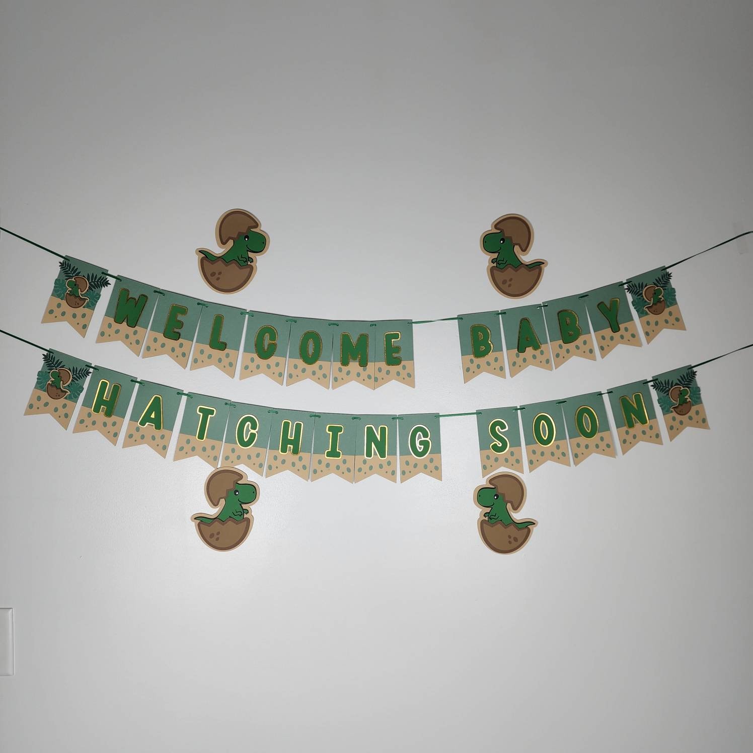 Dinosaur Baby Shower Banner, Welcome Baby, Hatching Soon, Baby Shower ...