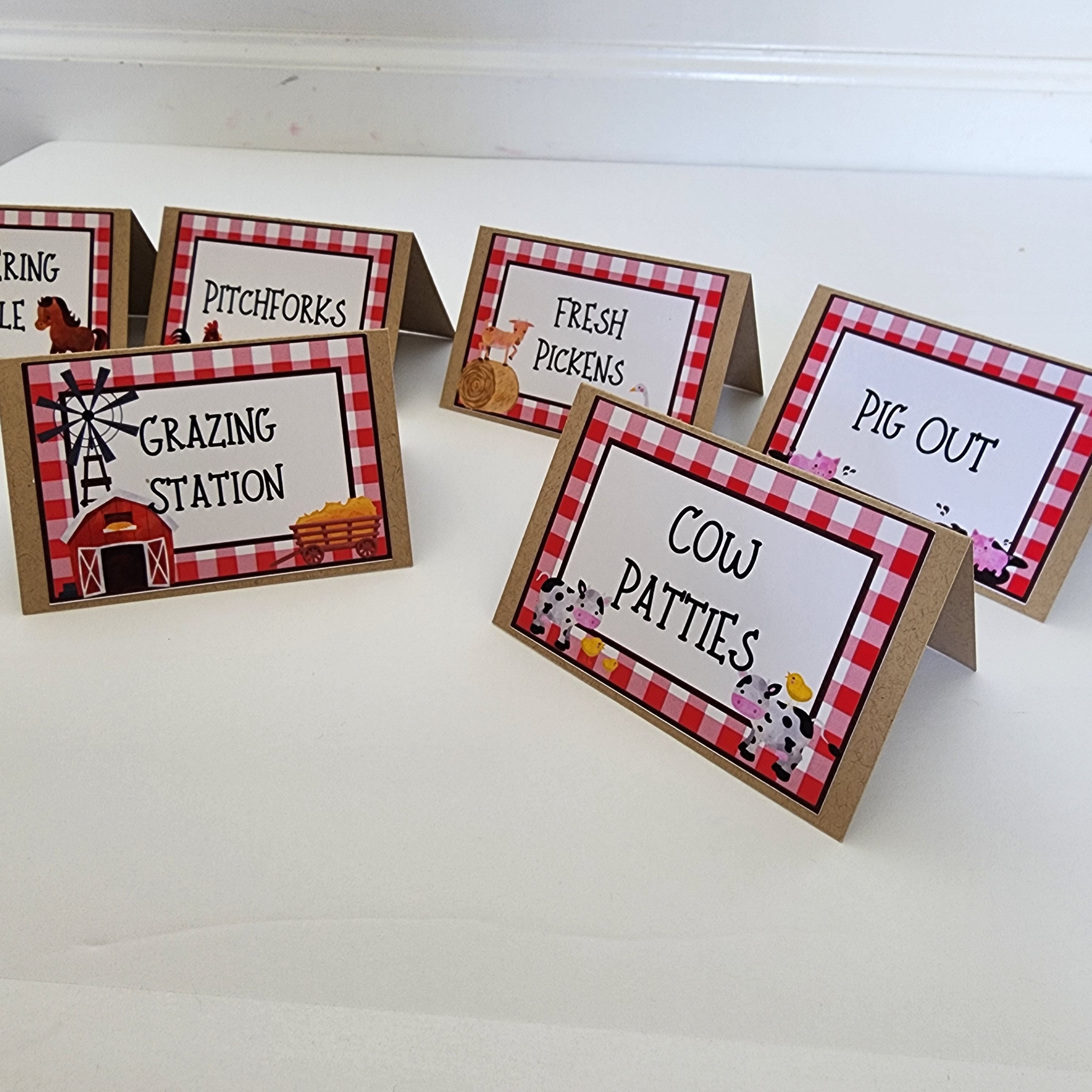 Farm Party Food Label Tents, Farm Party Decor, Custom Party Food Tents ...