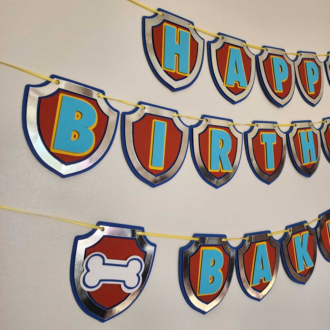 Puppy Rescue Birthday Banner, Dog Paw Party Theme, Dog Rescue, Puppy ...