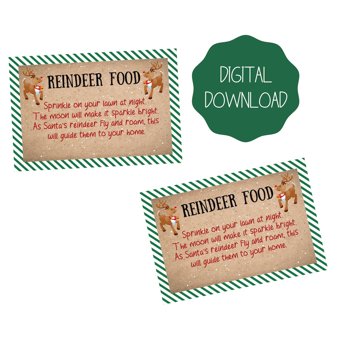 Printable Magic Reindeer Food Tag, Christmas Activity Tag, Favor Topper ...