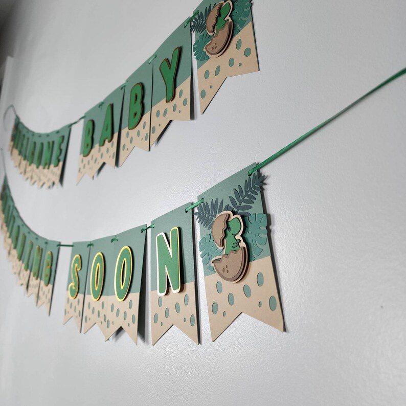 Dinosaur Baby Shower Banner, Welcome Baby, Hatching Soon, Baby Shower ...