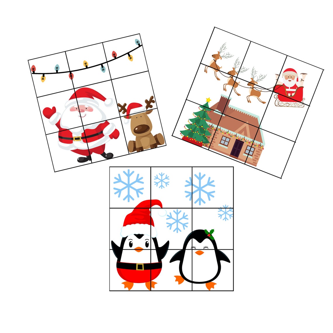 Kids Printable Christmas Puzzle Holiday Activity Set 3 - Etsy