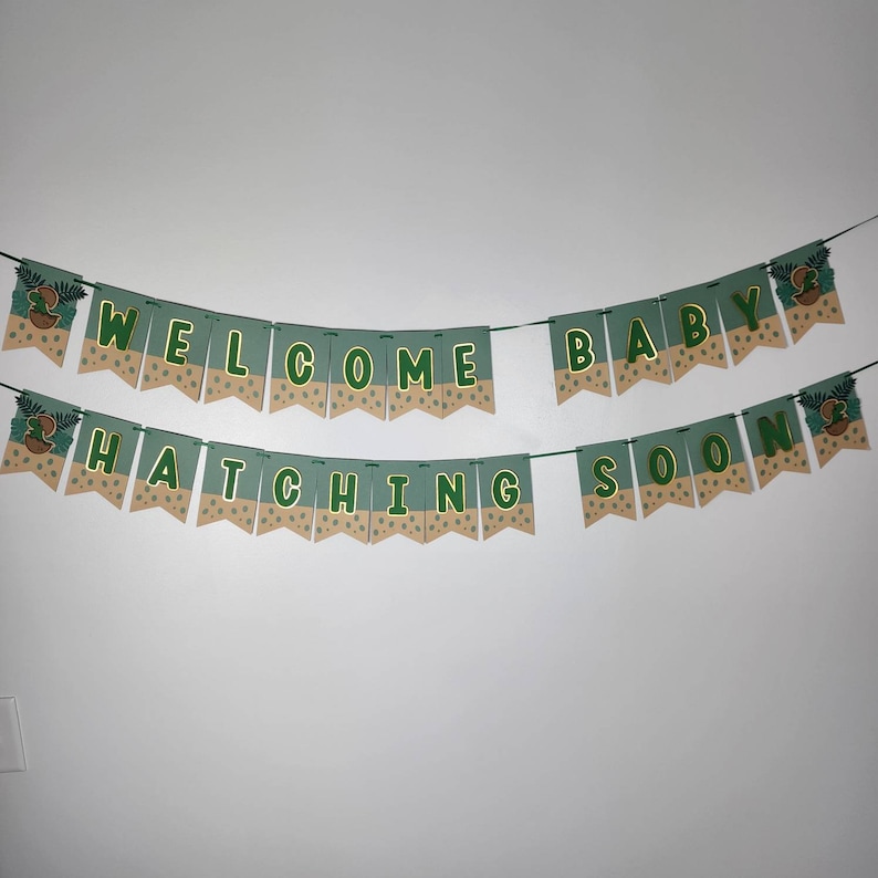 Dinosaur Baby Shower Banner, Welcome Baby, Hatching Soon, Baby Shower ...