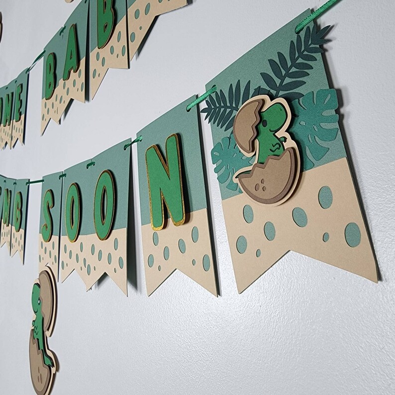 Dinosaur Baby Shower Banner, Welcome Baby, Hatching Soon, Baby Shower ...