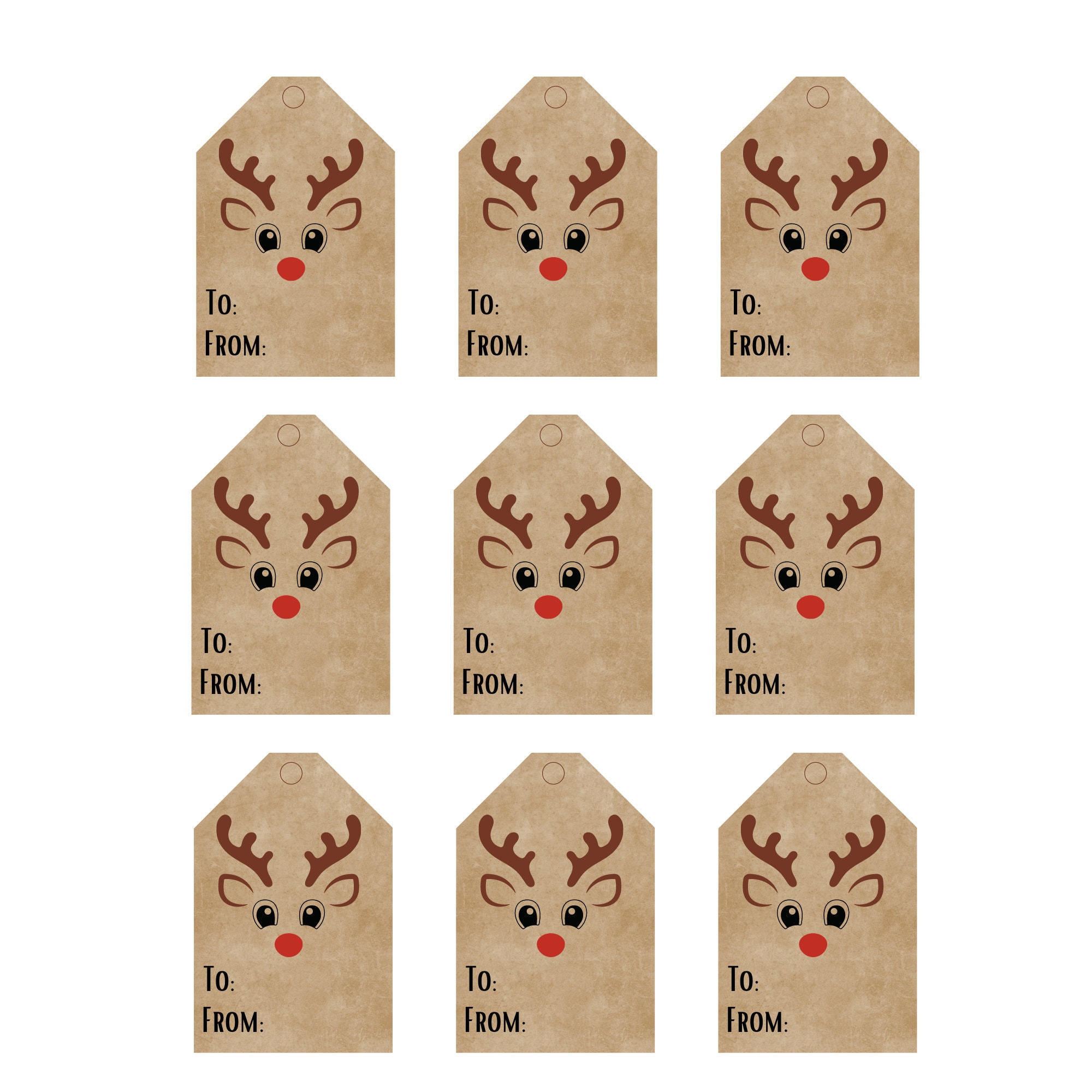 Printable Christmas Gift Tags Reindeer Gift Tag Holiday - Etsy