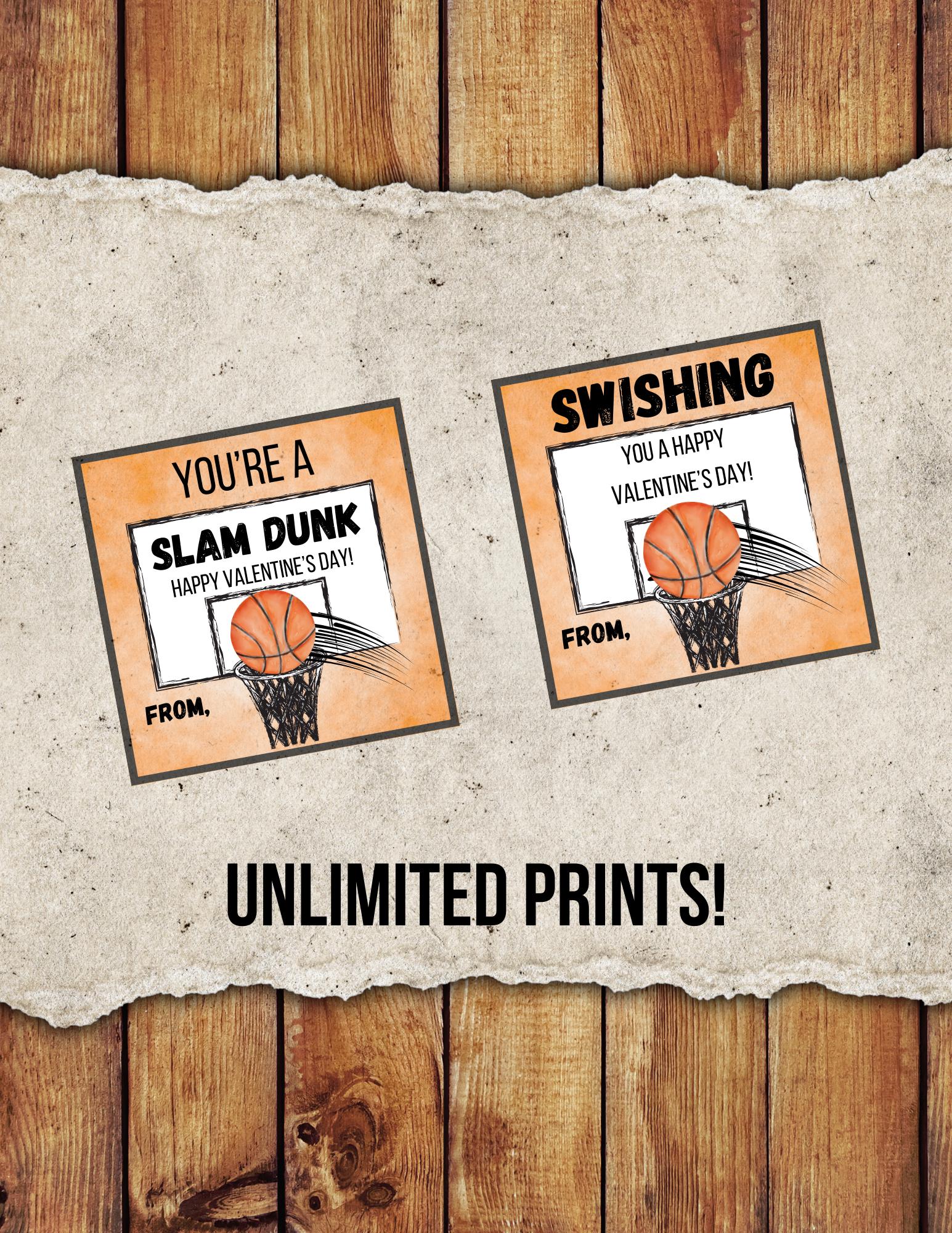 Basketball Valentines Printable Tag, Valentines for Boys, Sports ...