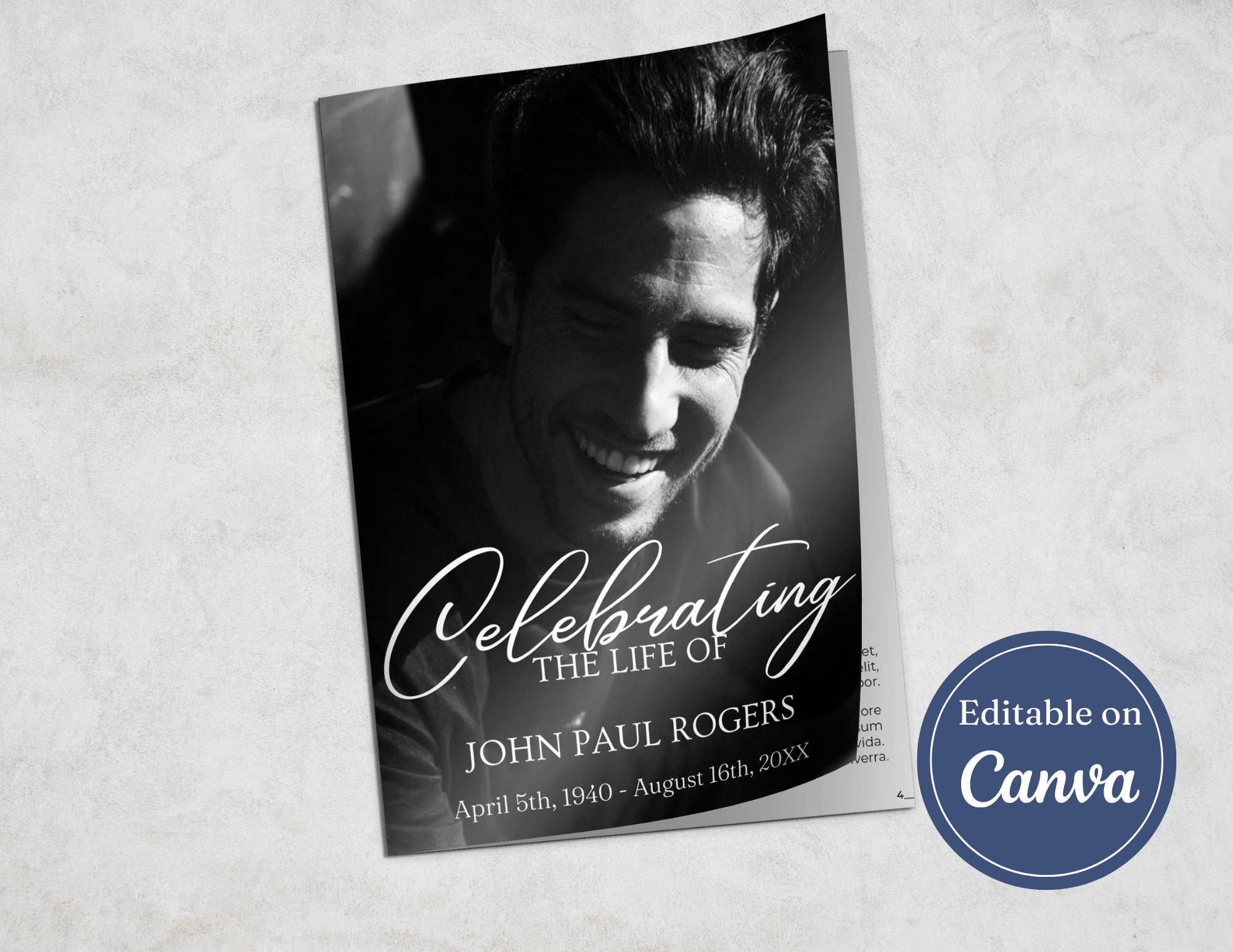 Simple Photo Collage Obituary Template, Funeral Program Template, Celebration of Life, Memorial ...