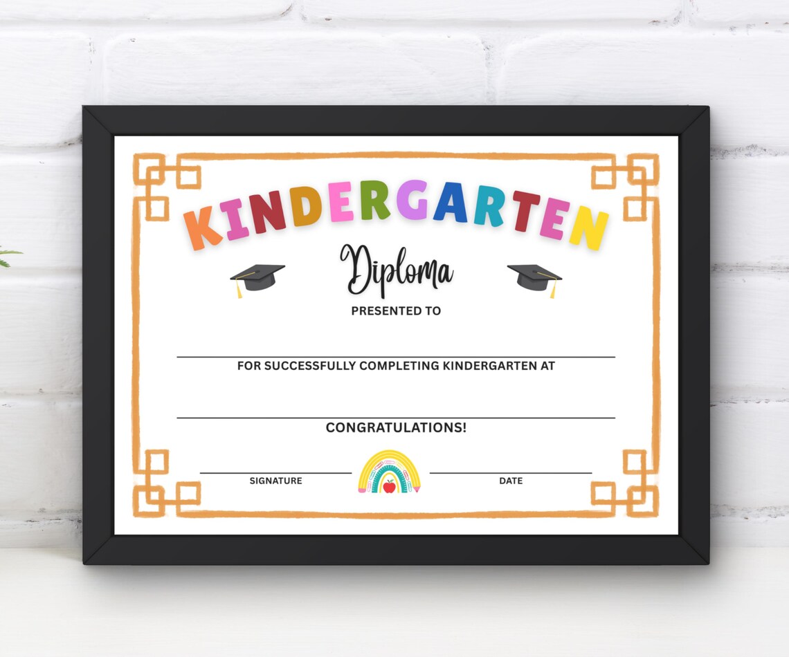 Editable Kindergarten Graduation Certificate Template: Canva Printable ...