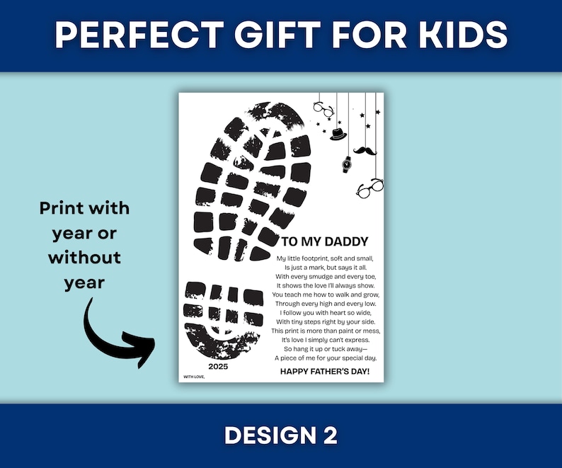 Father's Day Footprint Printable Craft, Gift for Daddy From Kids, DIY ...
