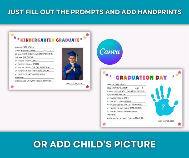 Editable Kindergarten Graduation Certificate Template: Canva Printable ...