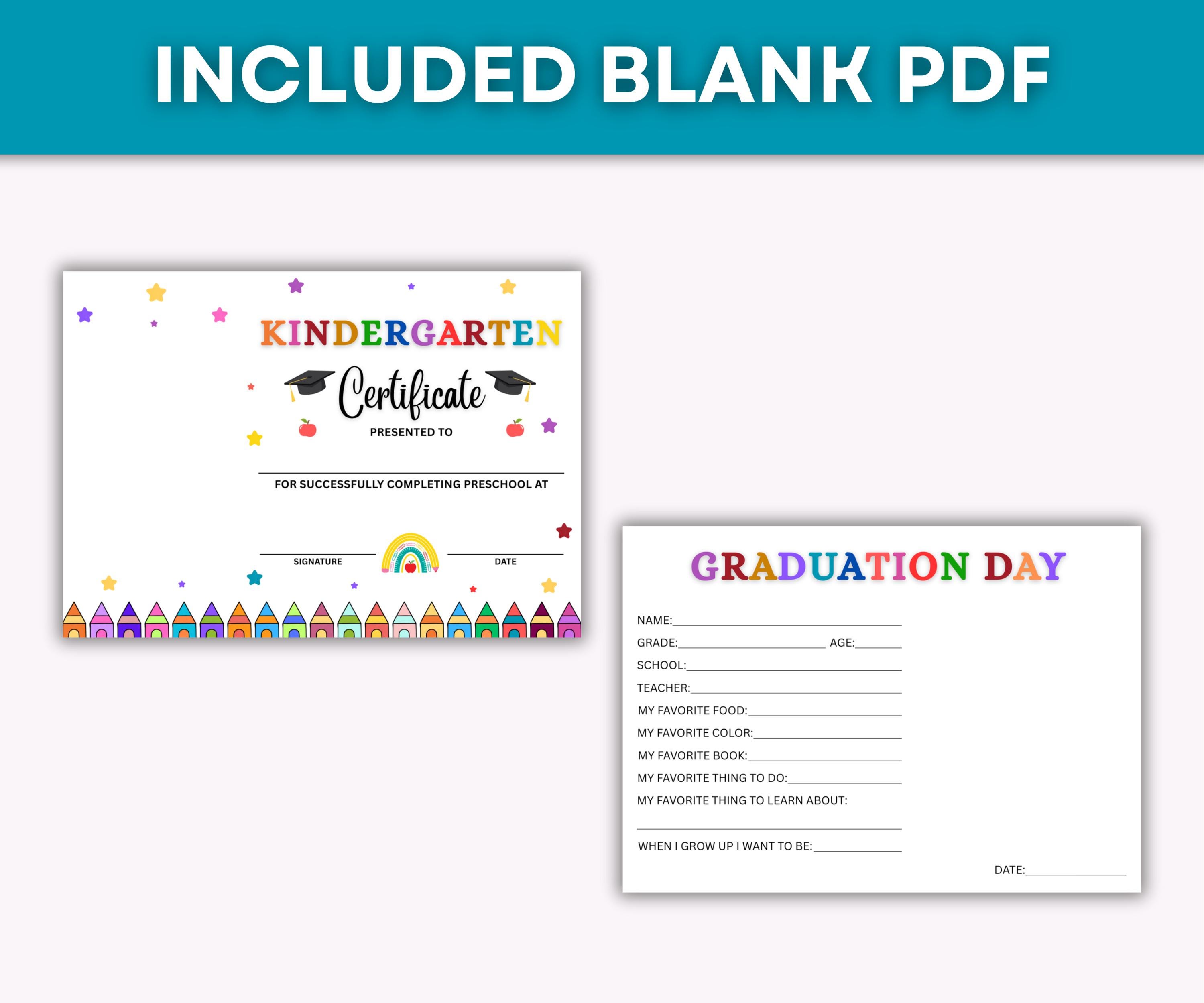 Editable Kindergarten Graduation Certificate: Photo Keepsake Canva ...