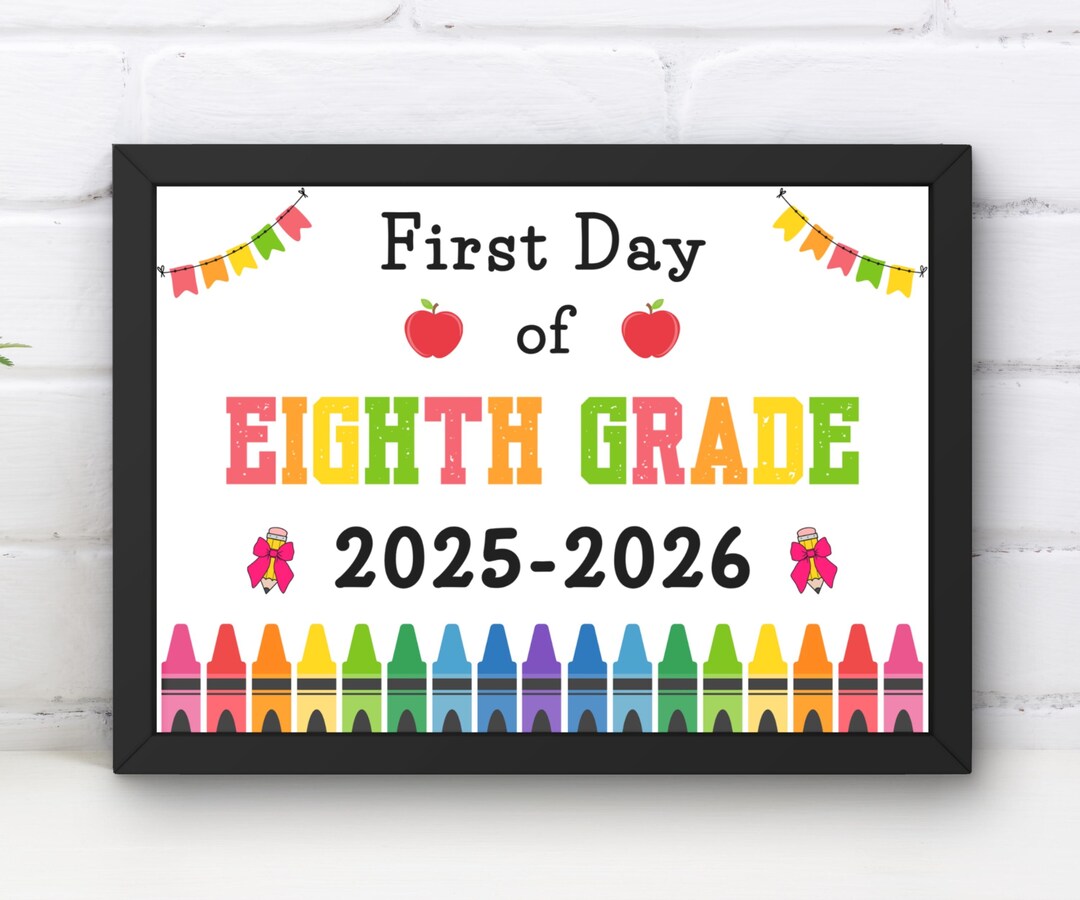 First Day of Eighth Grade Sign, Photo Prop (digital Download) - Etsy