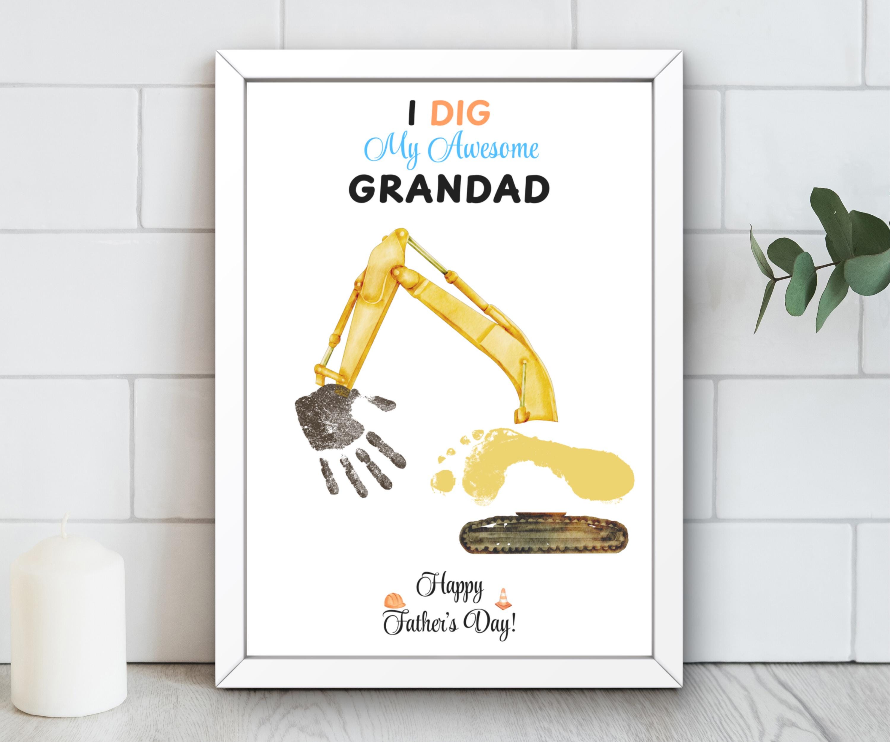 Excavator Handprint Footprint Art: Grandpa Father's Day Keepsake (PDF ...