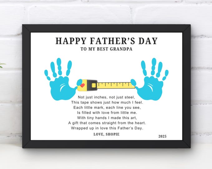 Editable Fathers Day Handprint Poem for Kid, Tape Measure Gift for ...