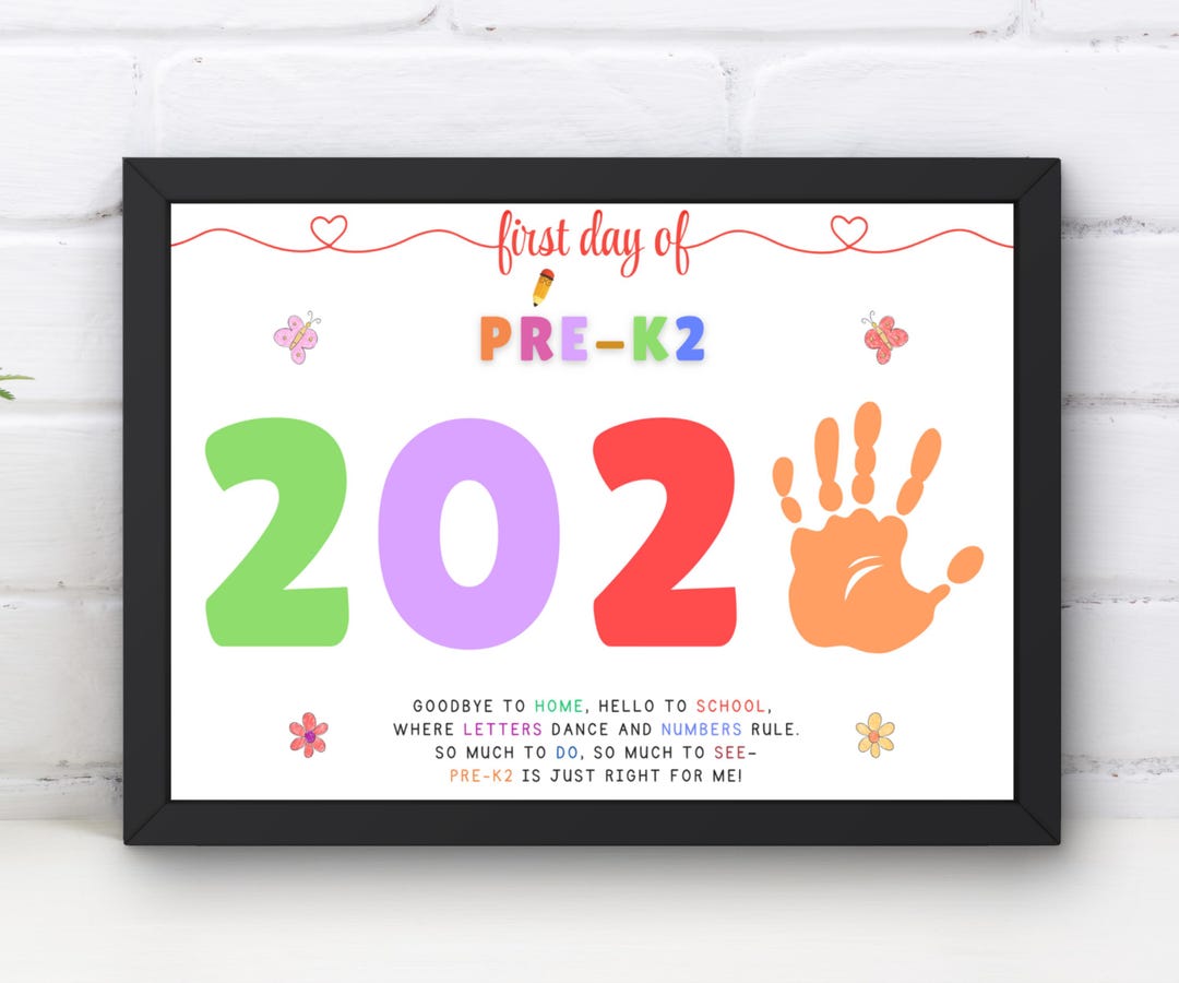 First Day of Pre-k2 Handprint Art: School Keepsake (PDF Download) - Etsy