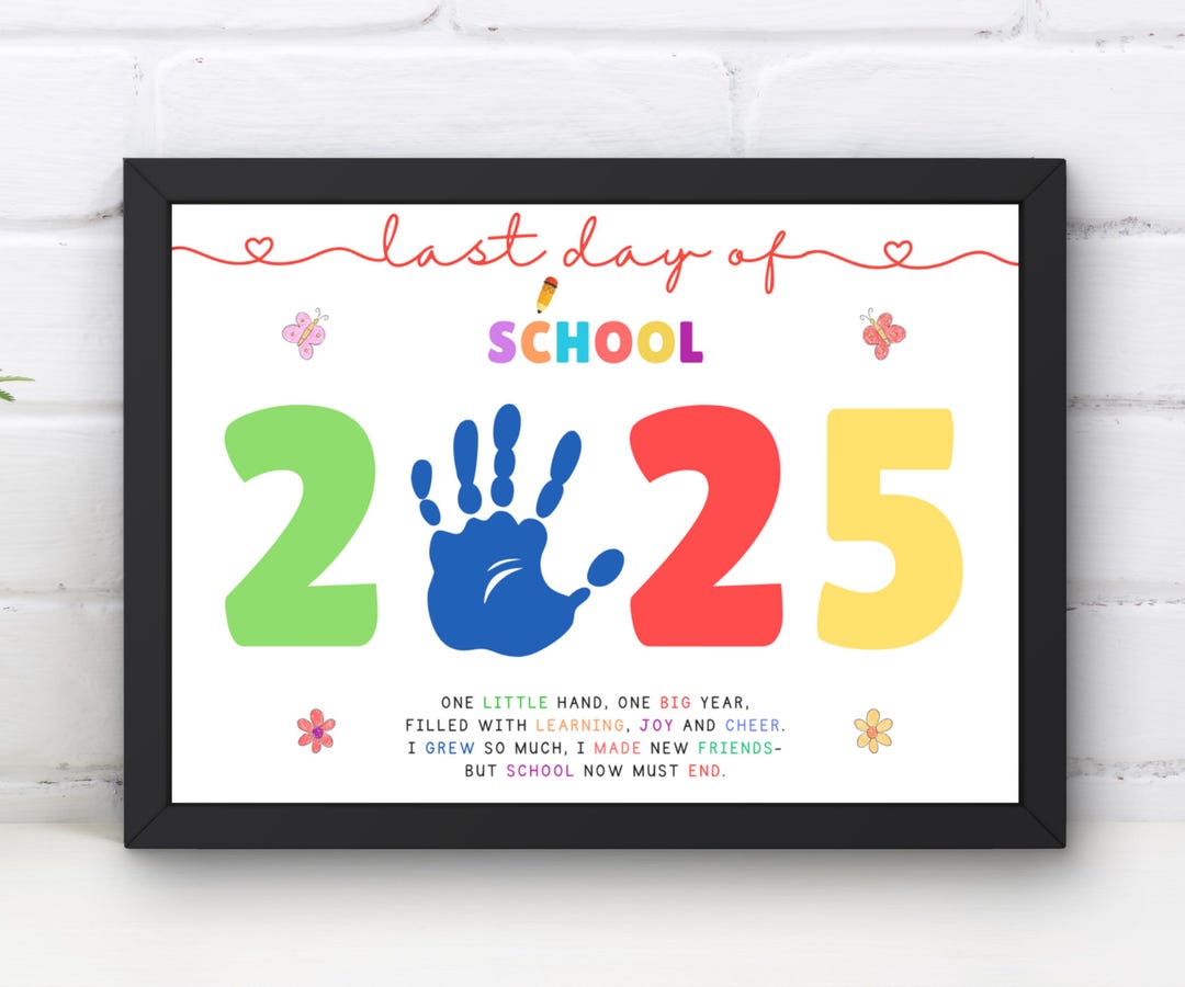Last Day of School Handprint Art: Keepsake Gift (PDF) - Etsy