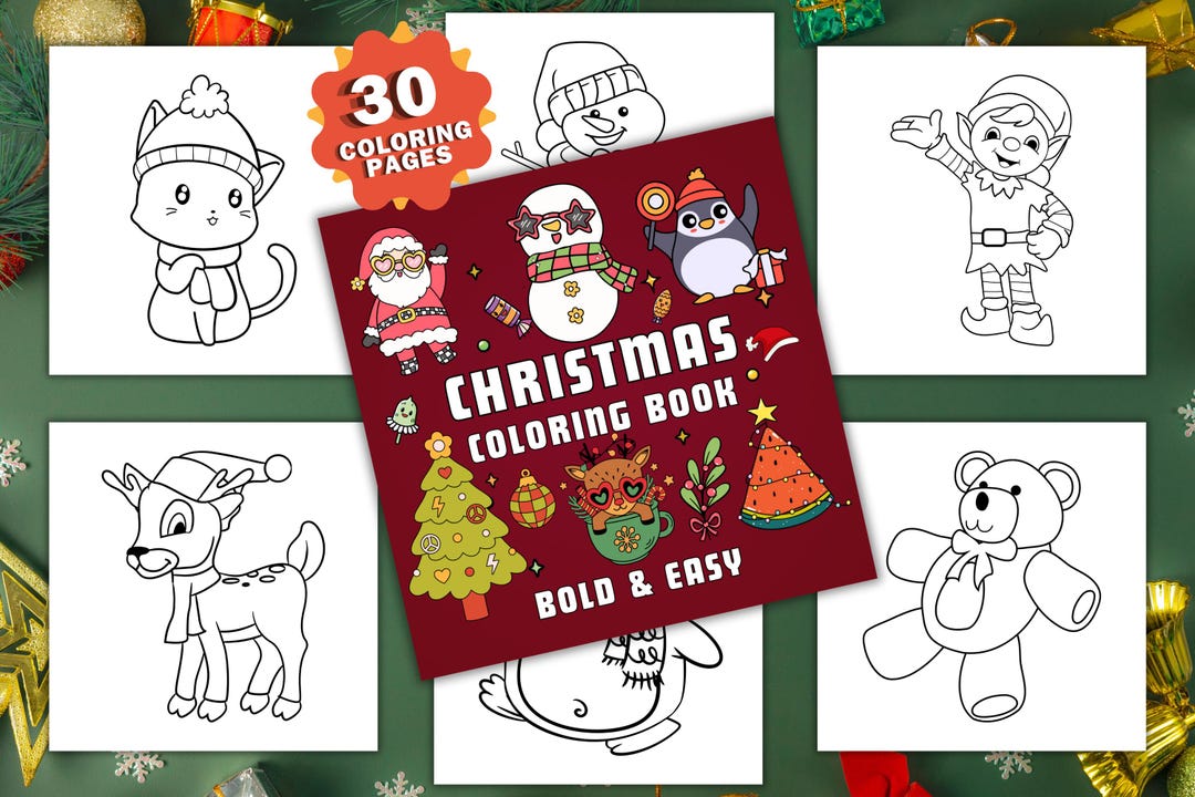 Cozy Christmas Coloring Pages, Kids Activity Book, Bold and Easy ...