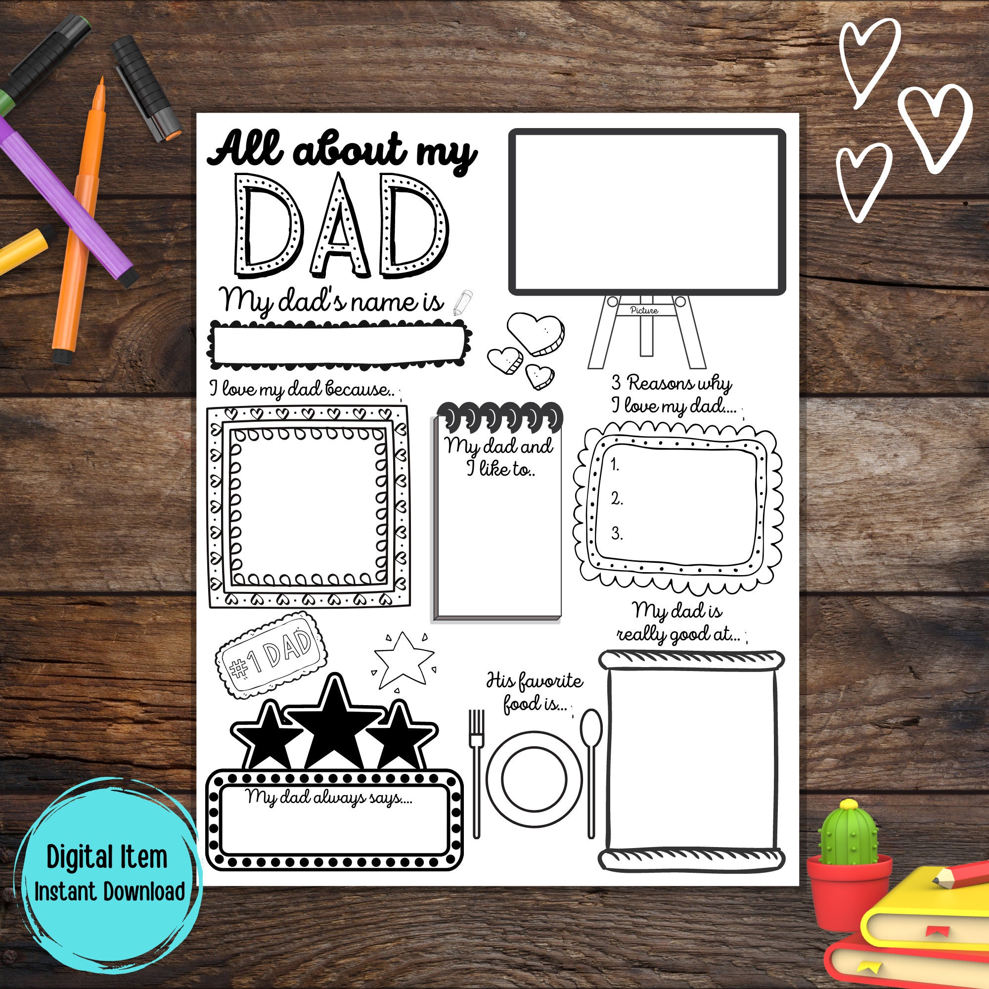 All About My Dad Printable, Fill in Interview Card (digital Download ...