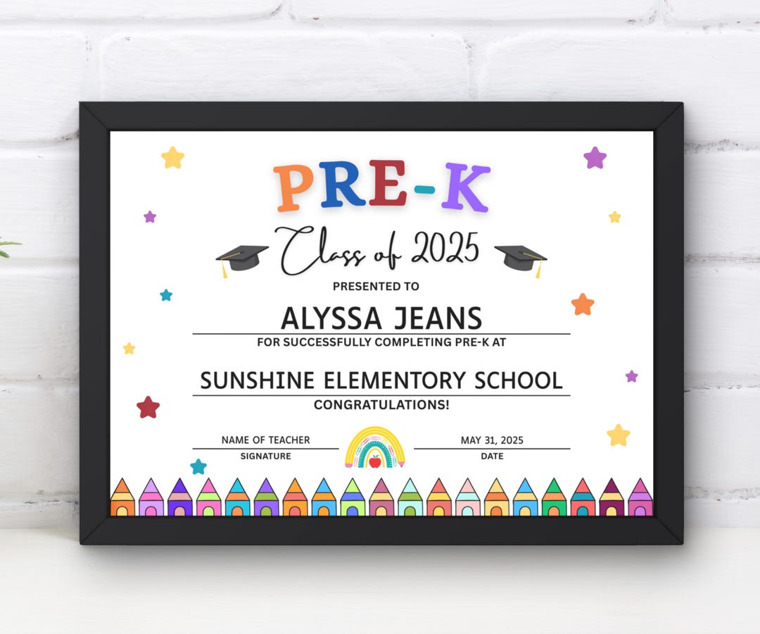 Editable Pre-k Graduation Certificate Template, Personalized School ...