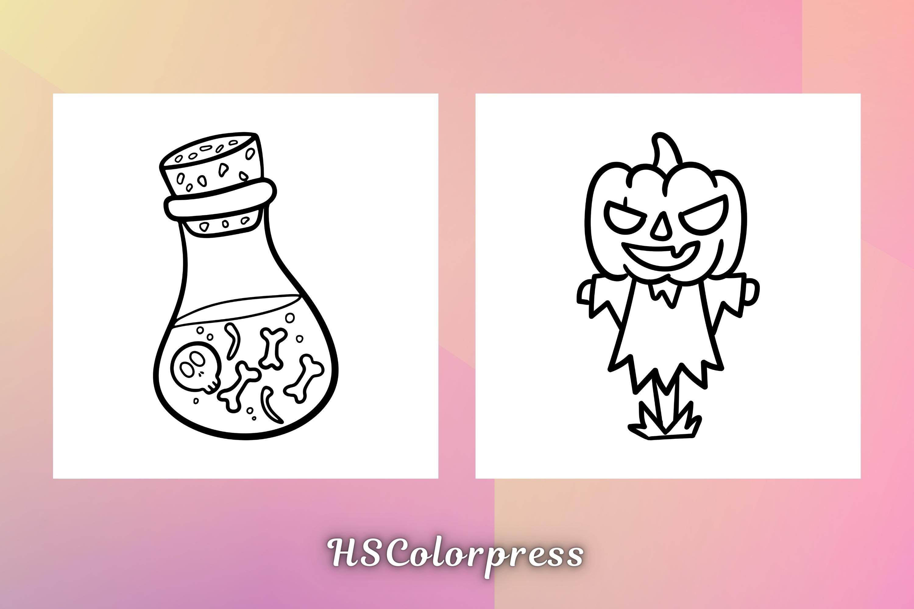Halloween Coloring Book, Bold and Easy Coloring Pages, 100+ Cute and ...