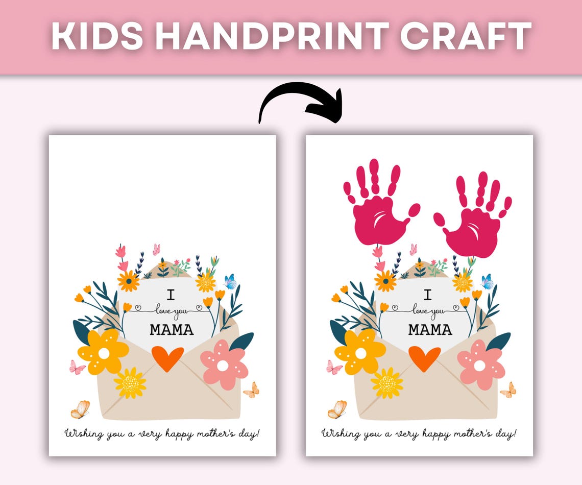 Mother's Day Letter Handprint Printable | I Love My Mama | Mother's Day ...