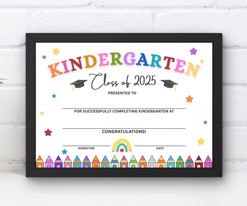 Editable Kindergarten Graduation Certificate Canva Template, End of ...