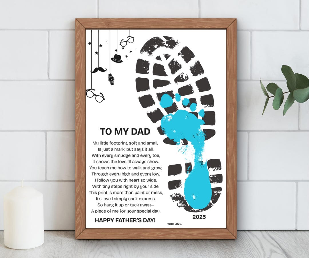 Father's Day Footprint Printable Craft, Gift for Dad From Kids, DIY ...