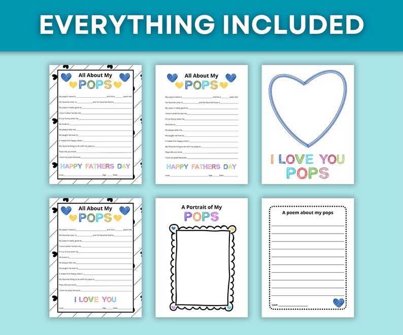 All About My Pops Printable – Father's Day Fill-in Card (instant ...