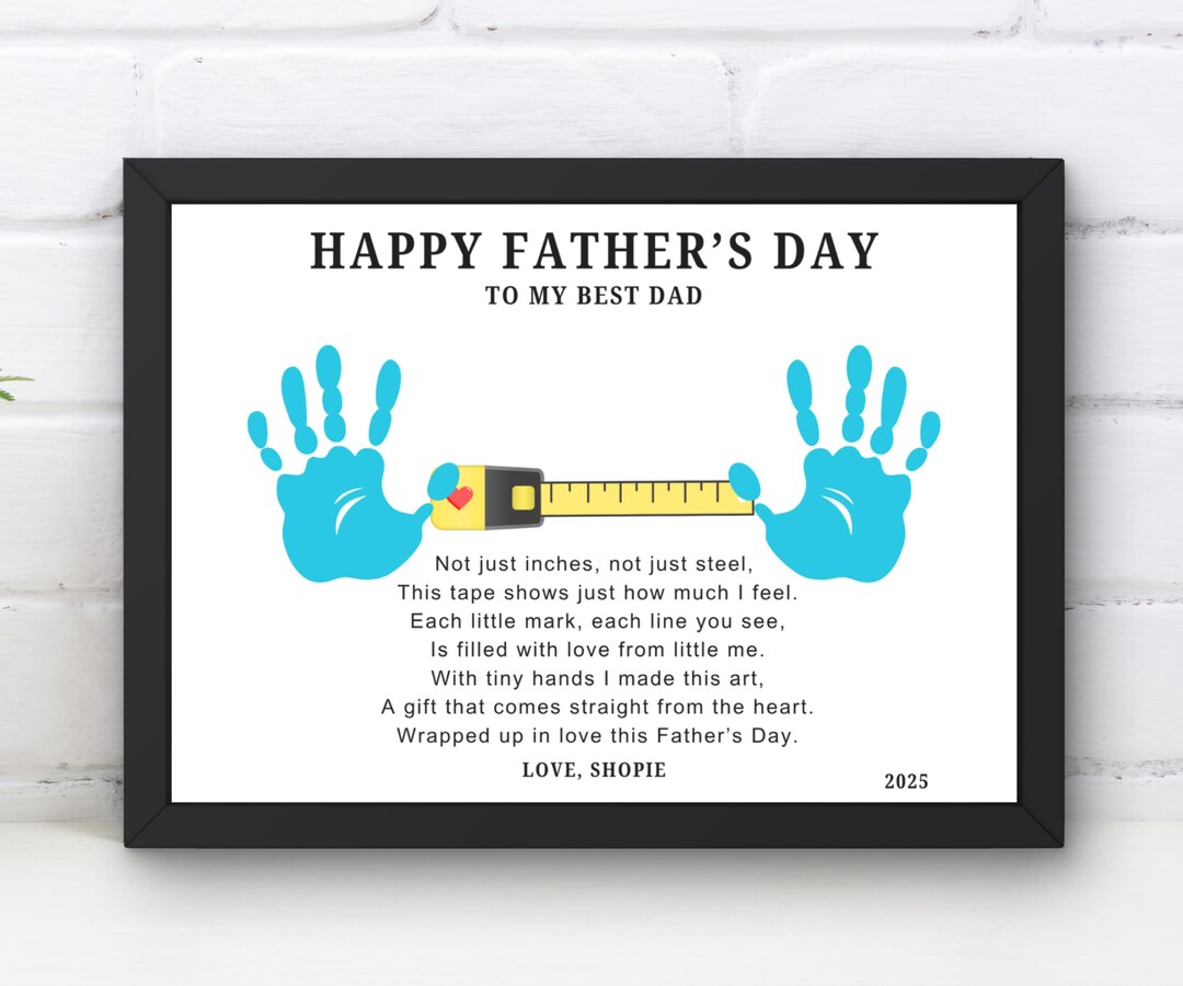 Editable Dad Tape Measure Handprint Art Printable Canva Template ...
