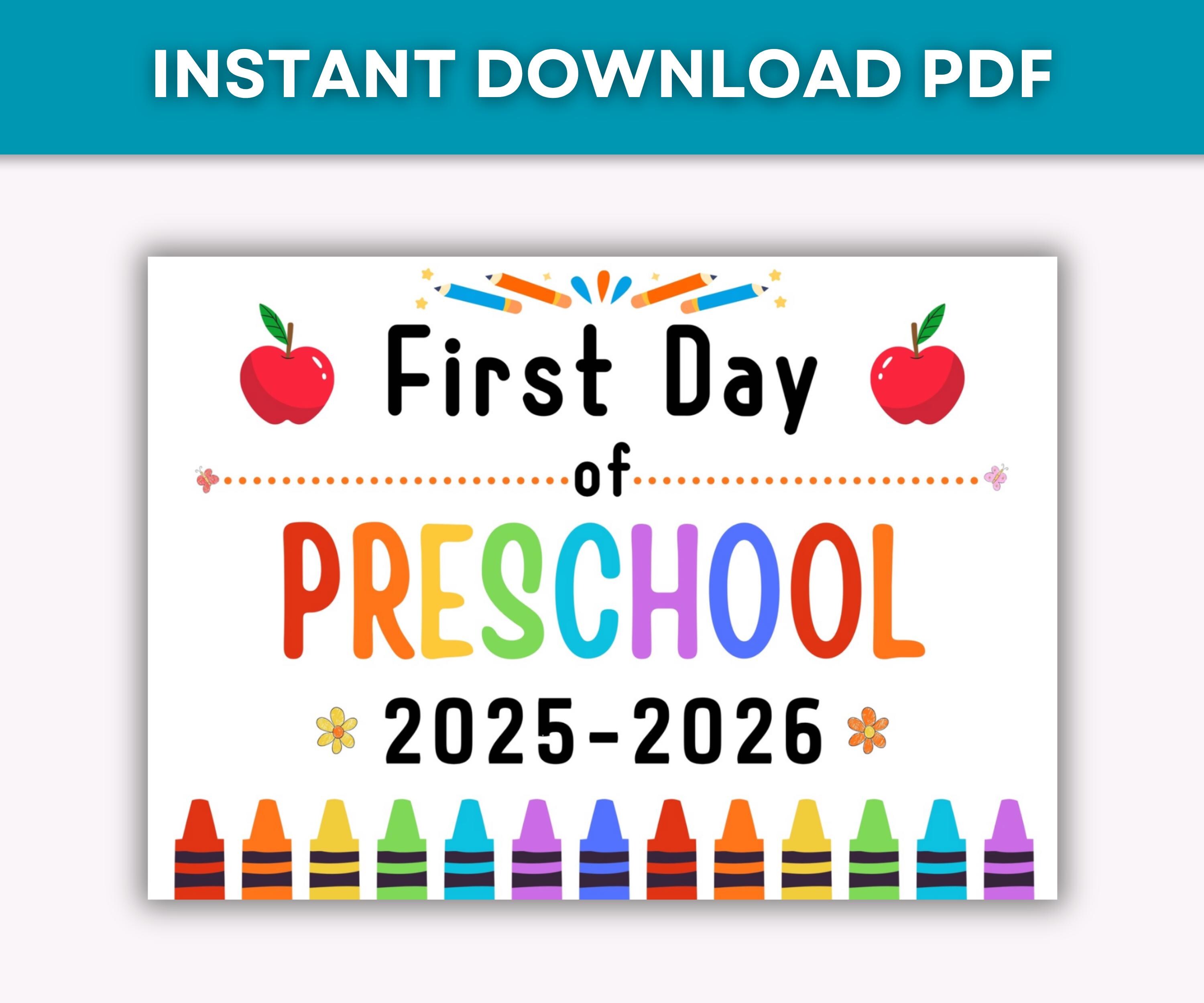 First Day of Preschool Sign | Back to School Photo Prop (PDF) - Etsy