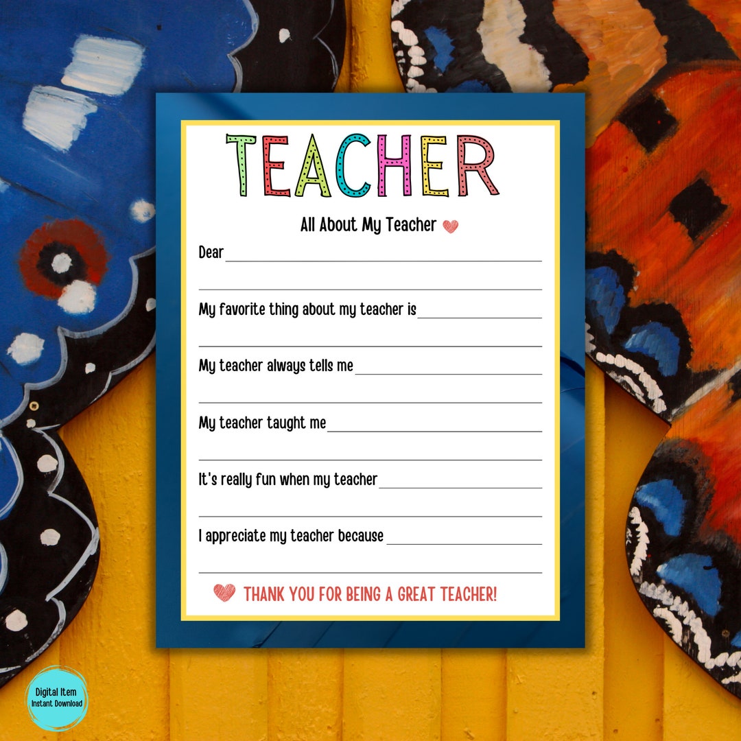 Teacher Appreciation Week Printable, Teacher Survey, All About Teacher ...