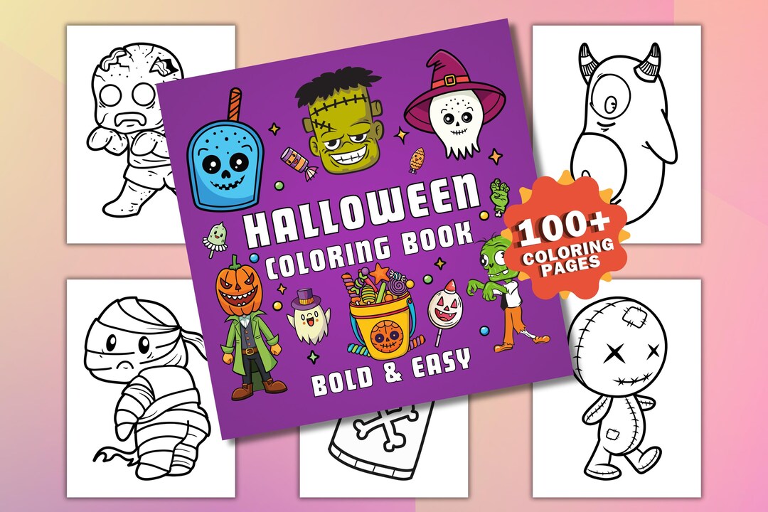 Halloween Coloring Book, Bold and Easy Coloring Pages, 100+ Cute and ...