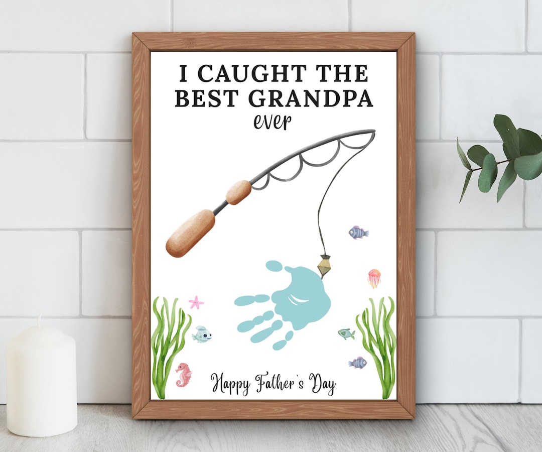 Father's Day Handprint Craft, Birthday Gift for Grandpa From Grandkids ...